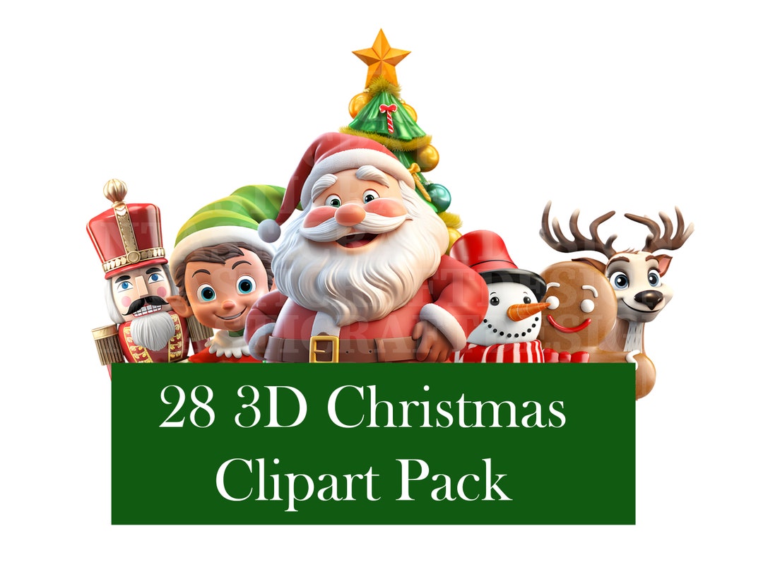 28 3D Christmas Clipart Pack Winter PNG Digital Download 300 DPI ...