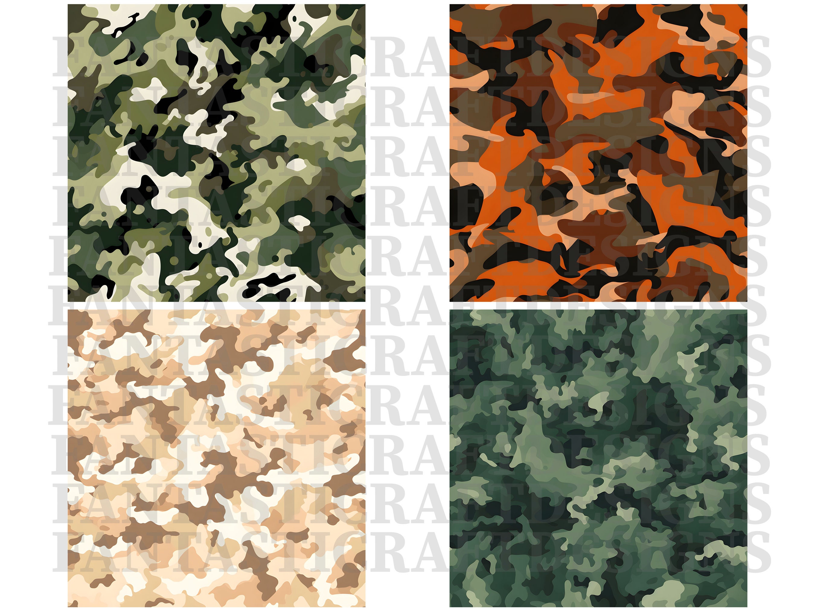 20 Camouflage Digital Paper Military Pack Seamless Different Patterns ...