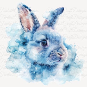 Rabbit Clouds Sky Animal Cute Bunny Watercolor Clipart 18 Pack JPG PNG ...