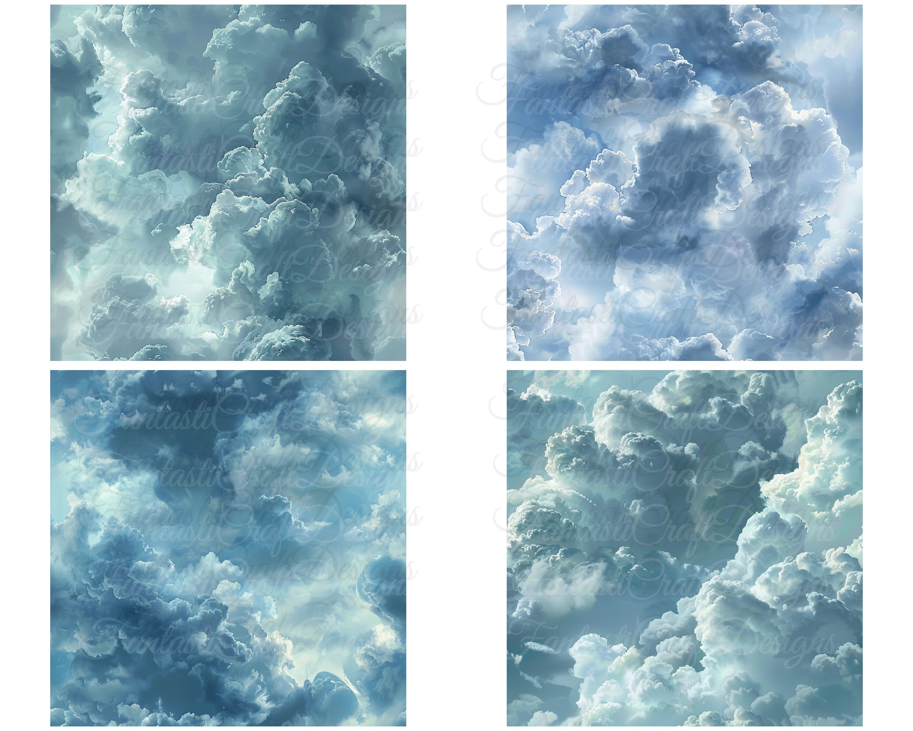 14 Cloudy Sky SEAMLESS Digital Paper Soft Gradient Art Texture Pack ...