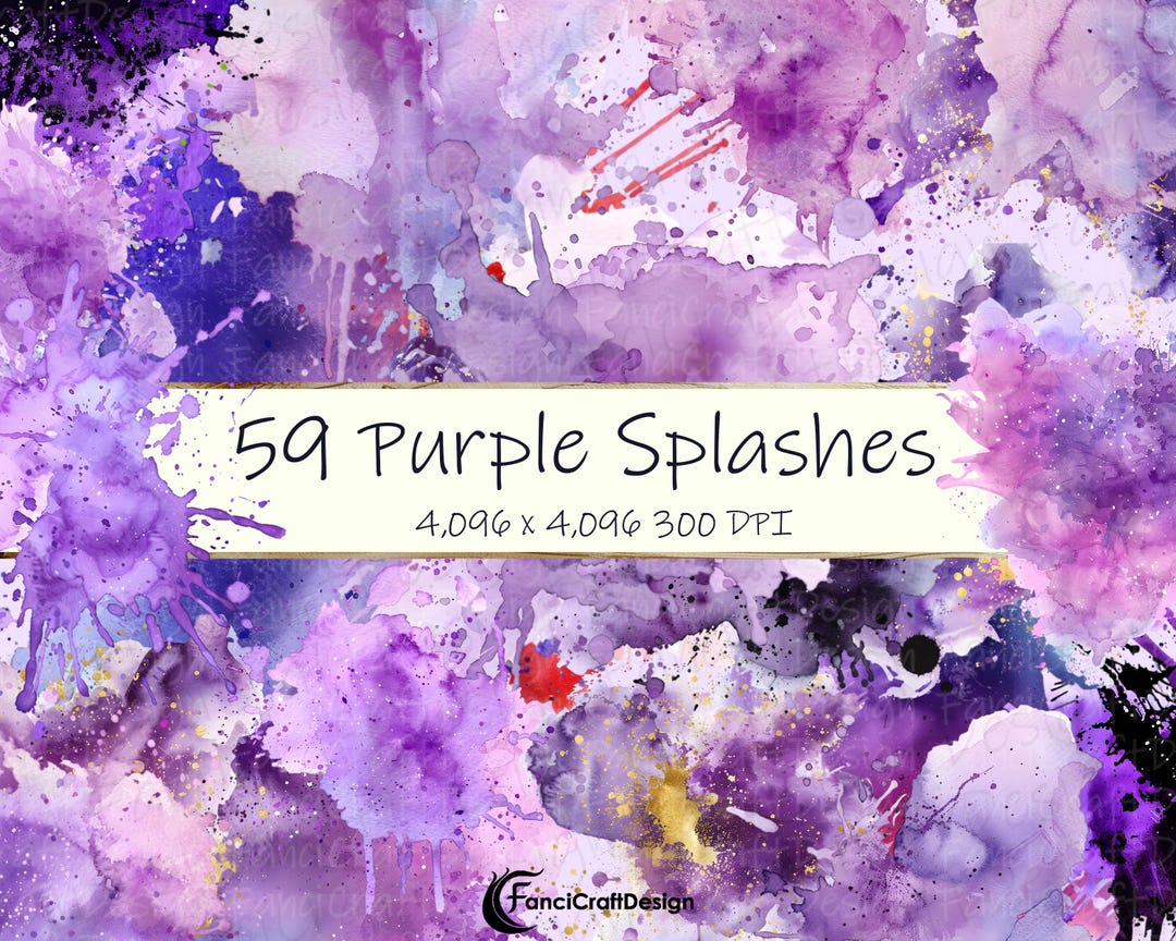59 Purple Paint Splatter Splash Watercolor Clipart Paint Pack PNG ...