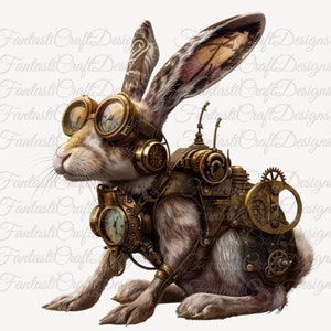 Rabbit Steampunk Animal Cool Bunny Watercolor Clipart 16 Pack Art PNG ...