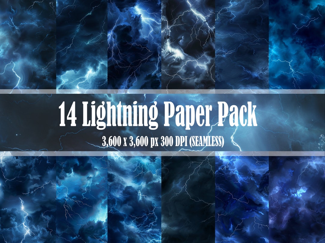 14 Lightning Stormy Cloudy Sky SEAMLESS Digital Paper Texture Pack ...