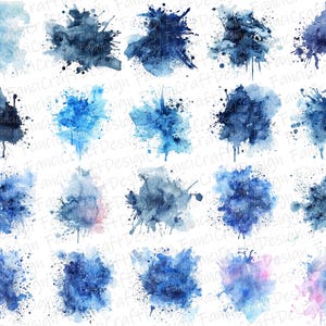 100 Blue Paint Splatter Splash Watercolor Clipart Blue Splash Pack PNG ...