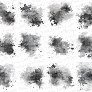 12 Gray Paint Splatter Splash Watercolor Clipart Gray Splash Pack PNG ...
