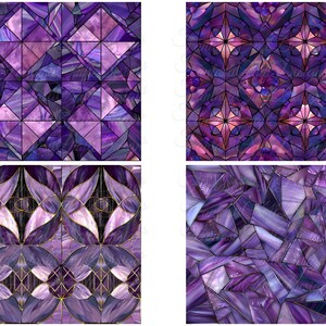 Stained Glass Amethyst Digital Paper Pack of 24 Pattern Seamless Glass ...