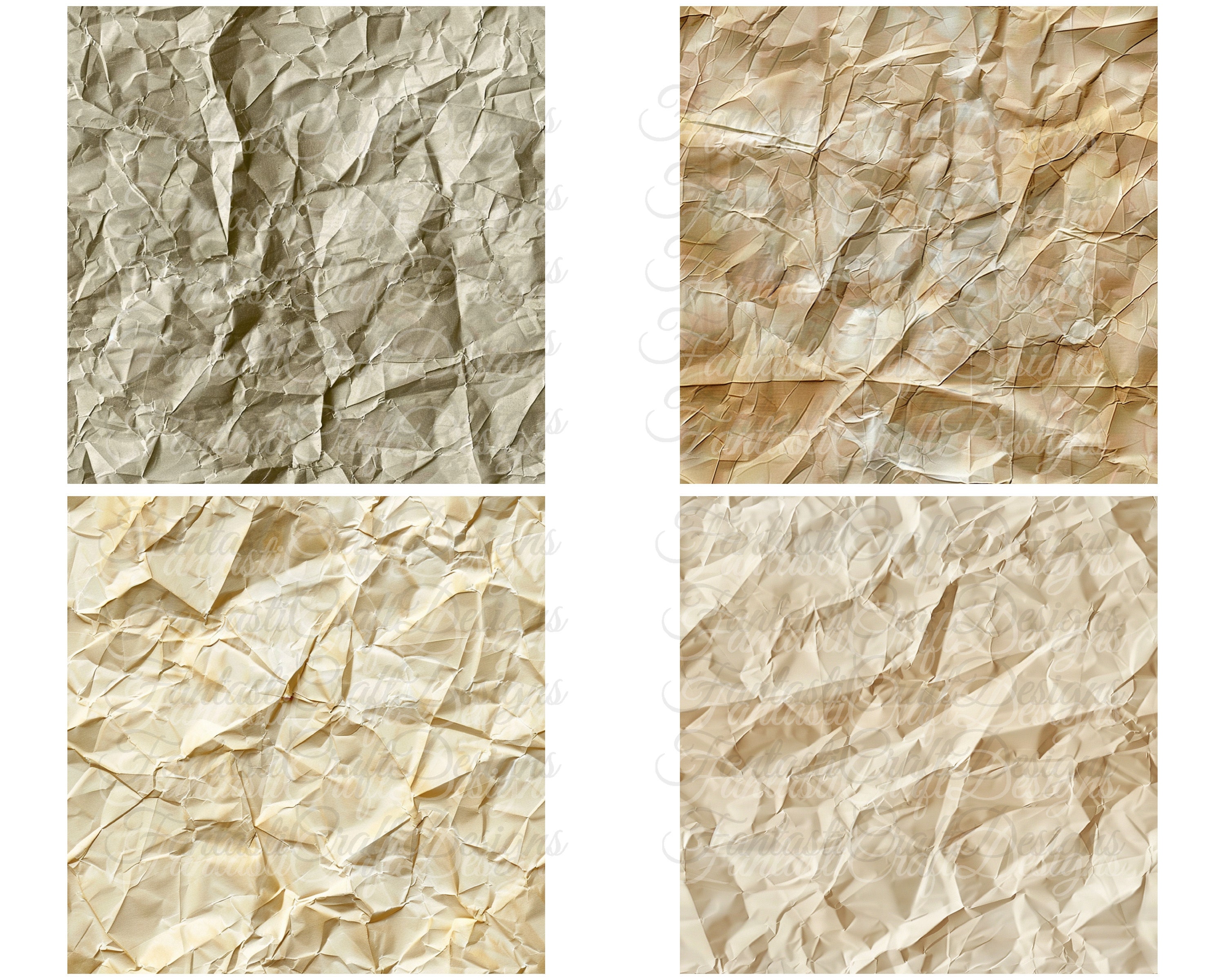 Old Wrinkled Paper Digital Paper Texture 20 Pack Seamless Different ...
