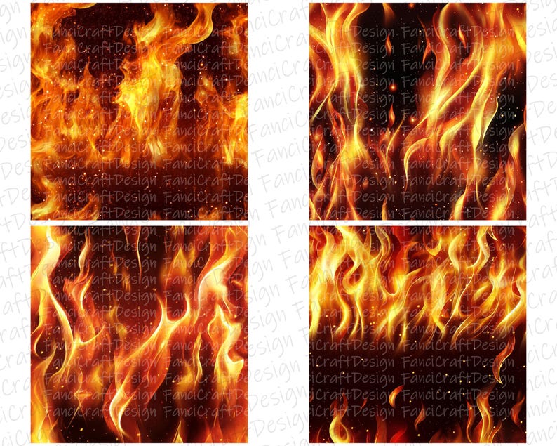 Fire Digital Paper Flames Texture 18 Flame Pack Patterns Background ...