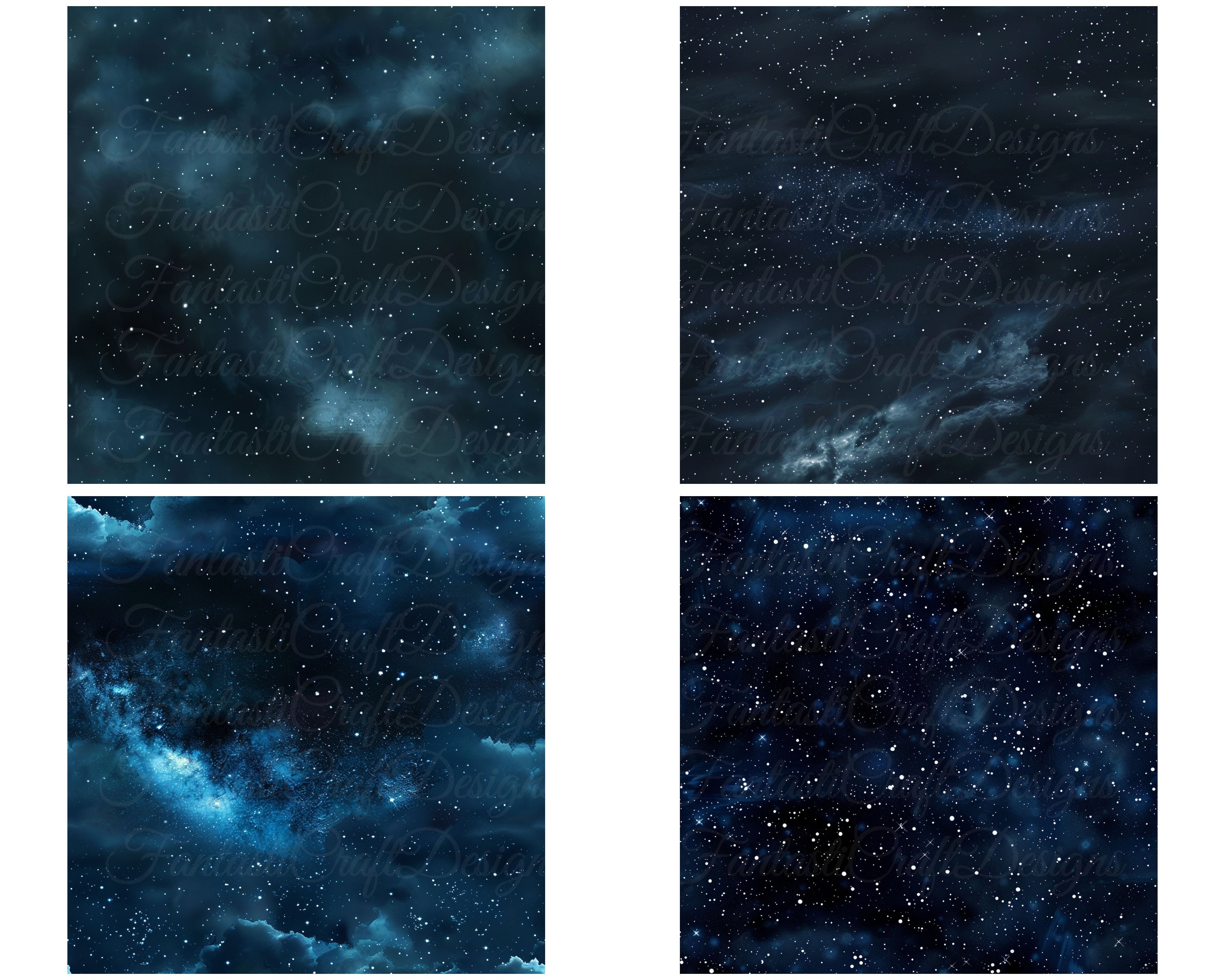 Night Sky 24 SEAMLESS Digital Paper Galaxy Stars Nebula Space Texture ...