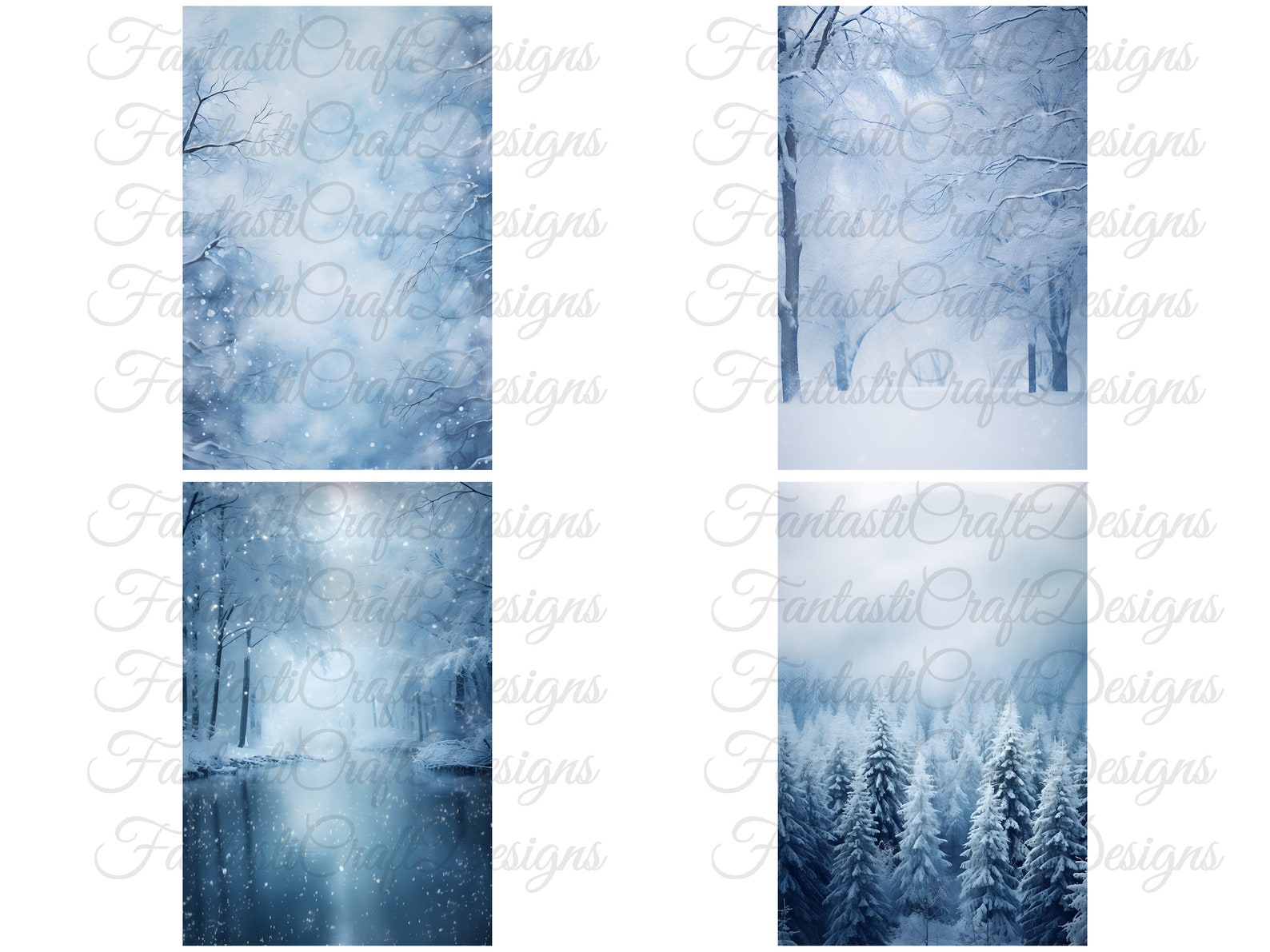 24 Winter Snowfall Backgrounds Digital Paper White Snow Pack Christmas ...