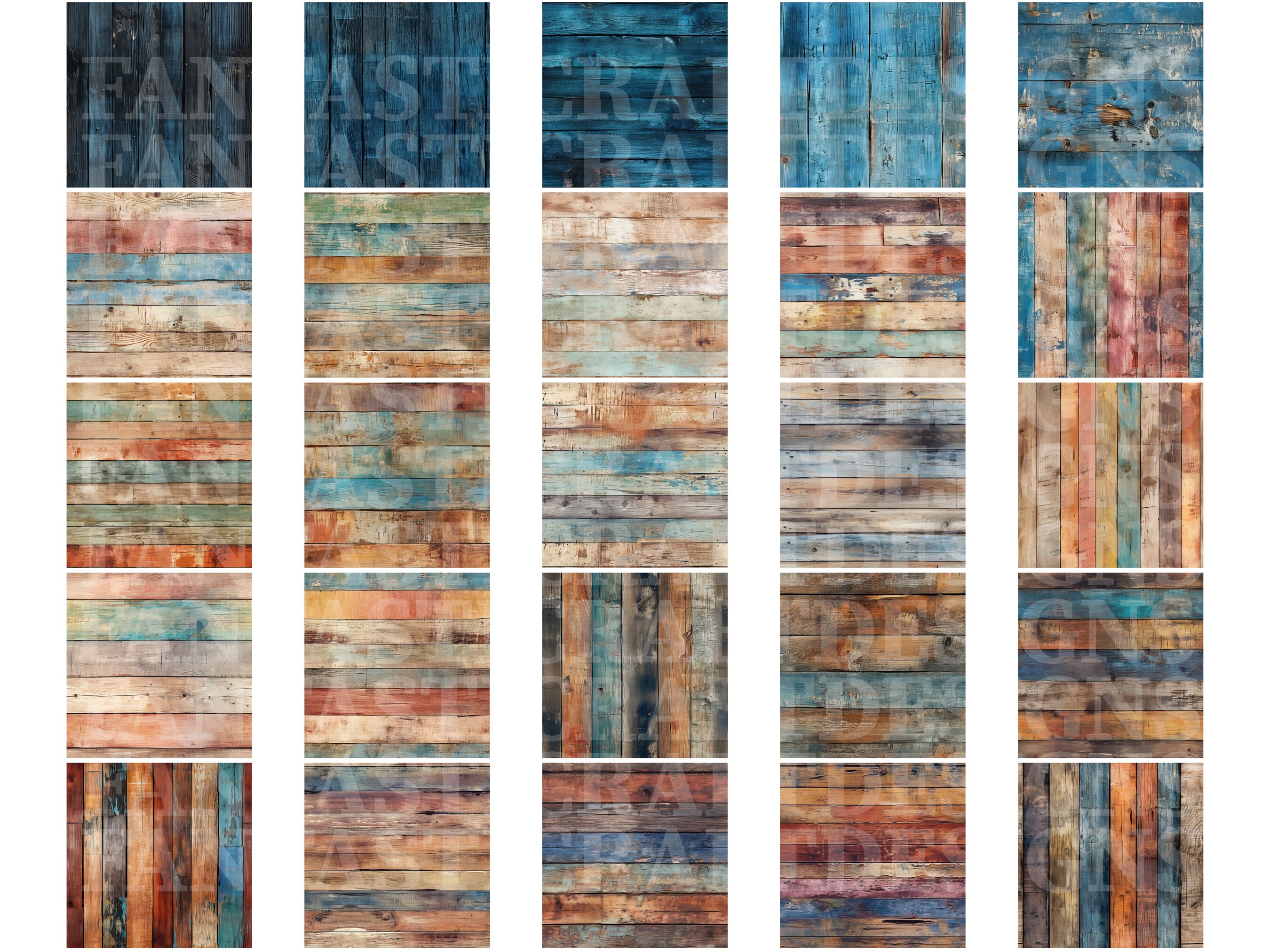 150 Wood Planks Wood Grain Digital Paper Pack Seamless Patterns ...