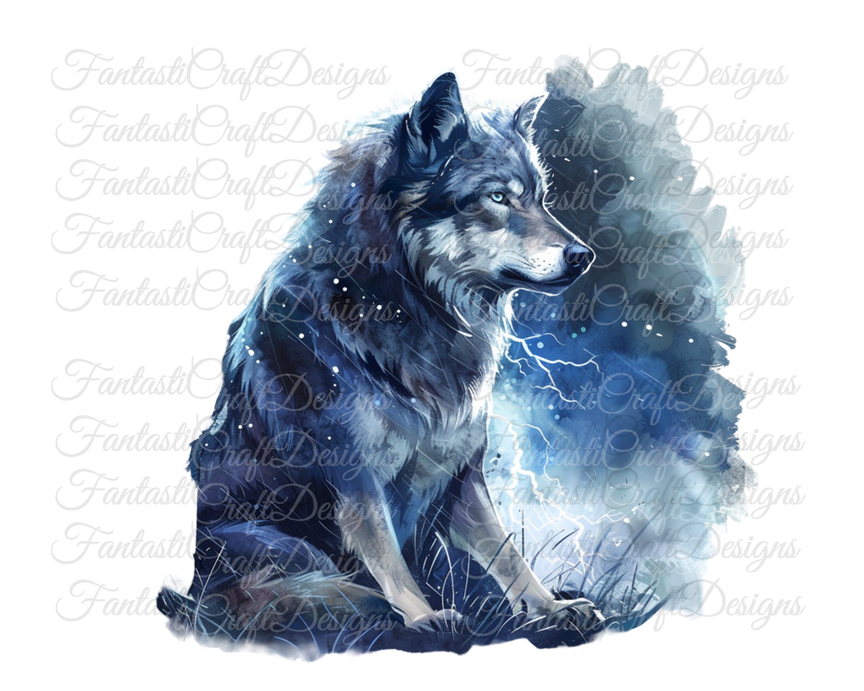 32 Wolf Thunder Lightning Animal Watercolor Clipart Lone Wolf Pack PNG ...