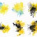 36 Yellow Paint Splatter Splashes Watercolor Clipart Splotches Pack PNG ...