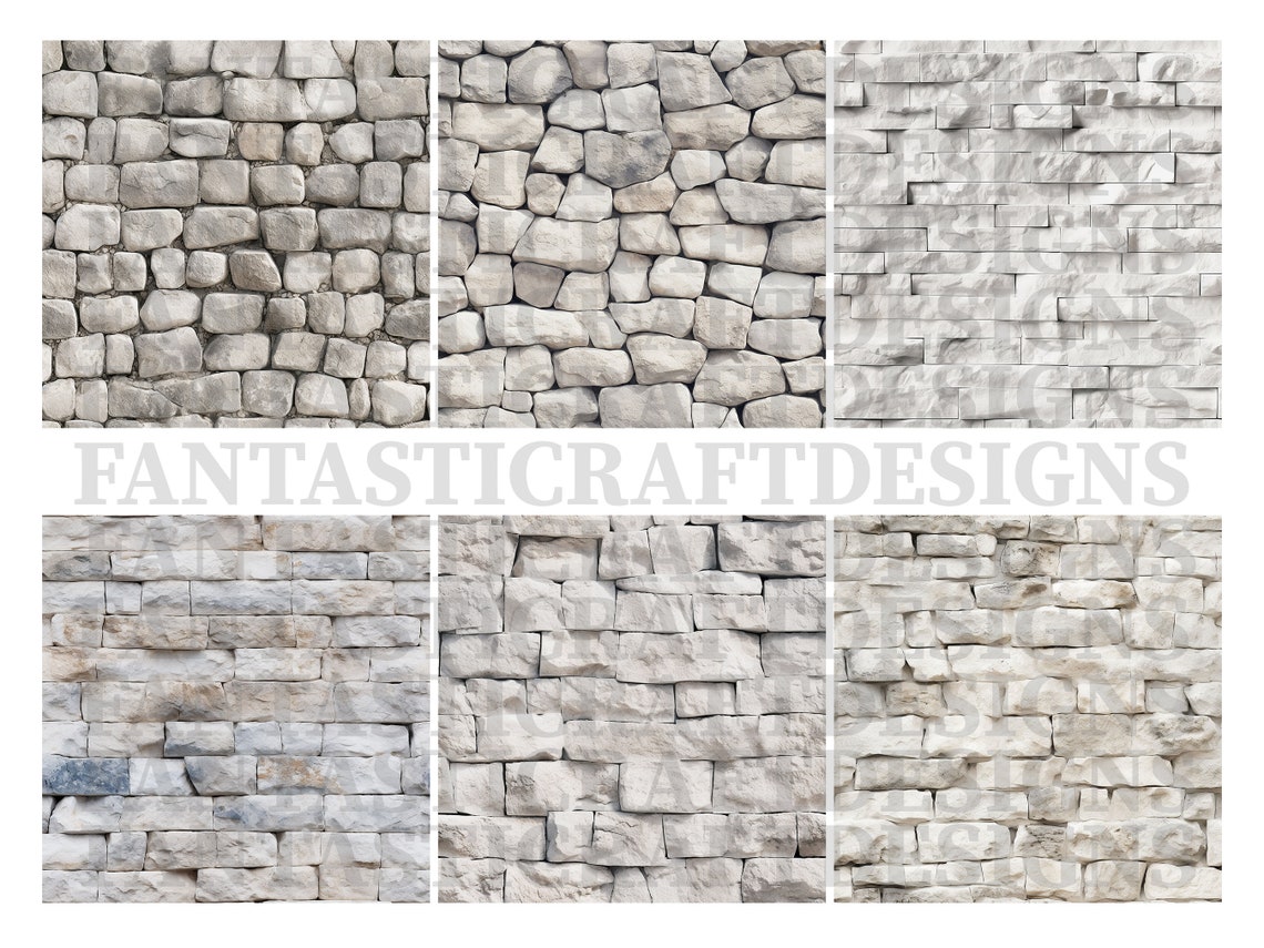 36 White Stone Wall Digital Paper Texture Pack Seamless Different ...