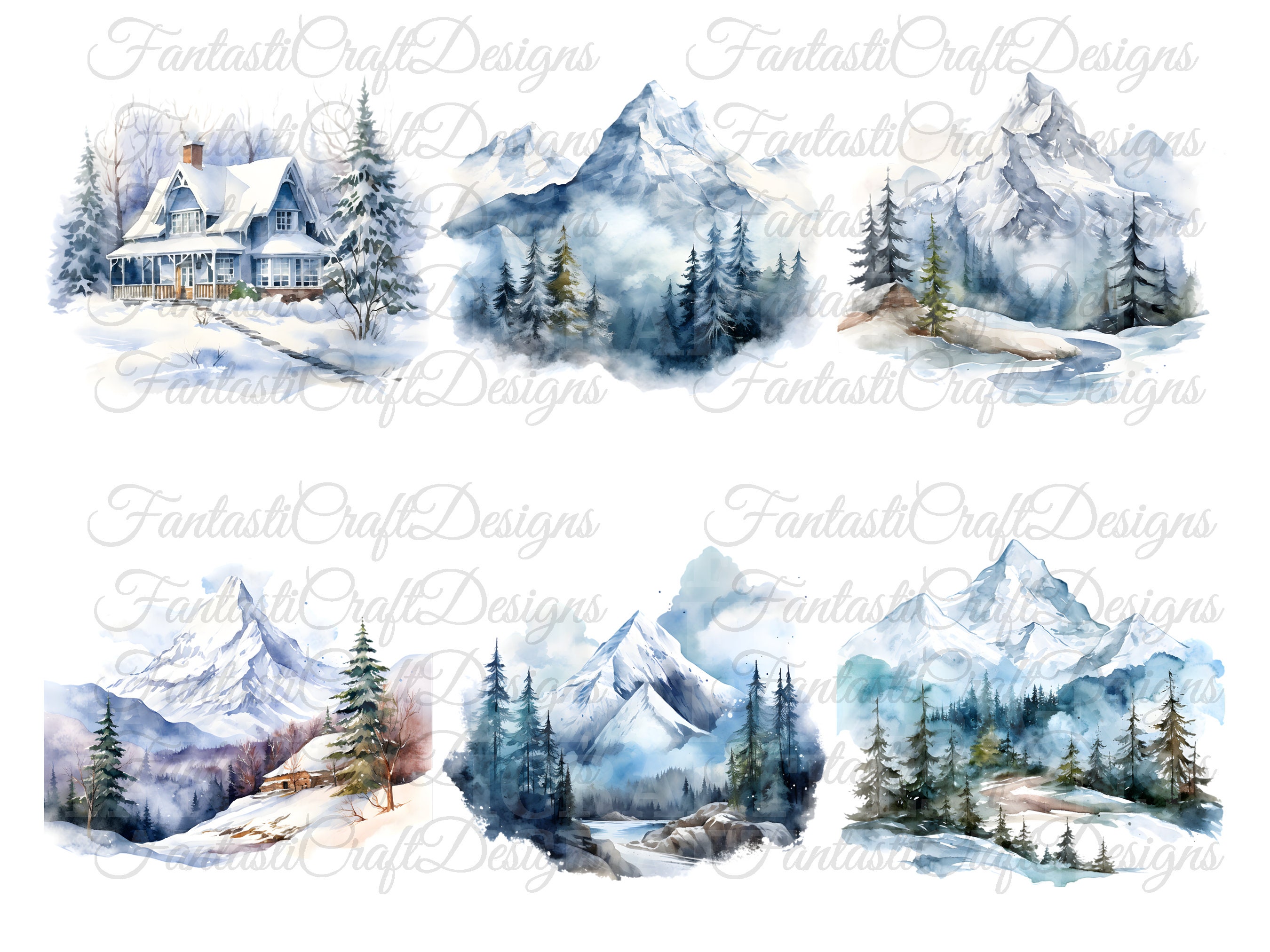 48 Winter Clipart Pack Christmas Snow Clipart PNG Digital Download 300 ...