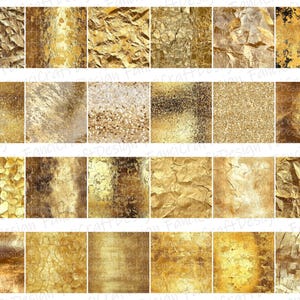 Gold Foil Digital Paper 24 Pack Shiny Metal Texture Metallic Seamless ...