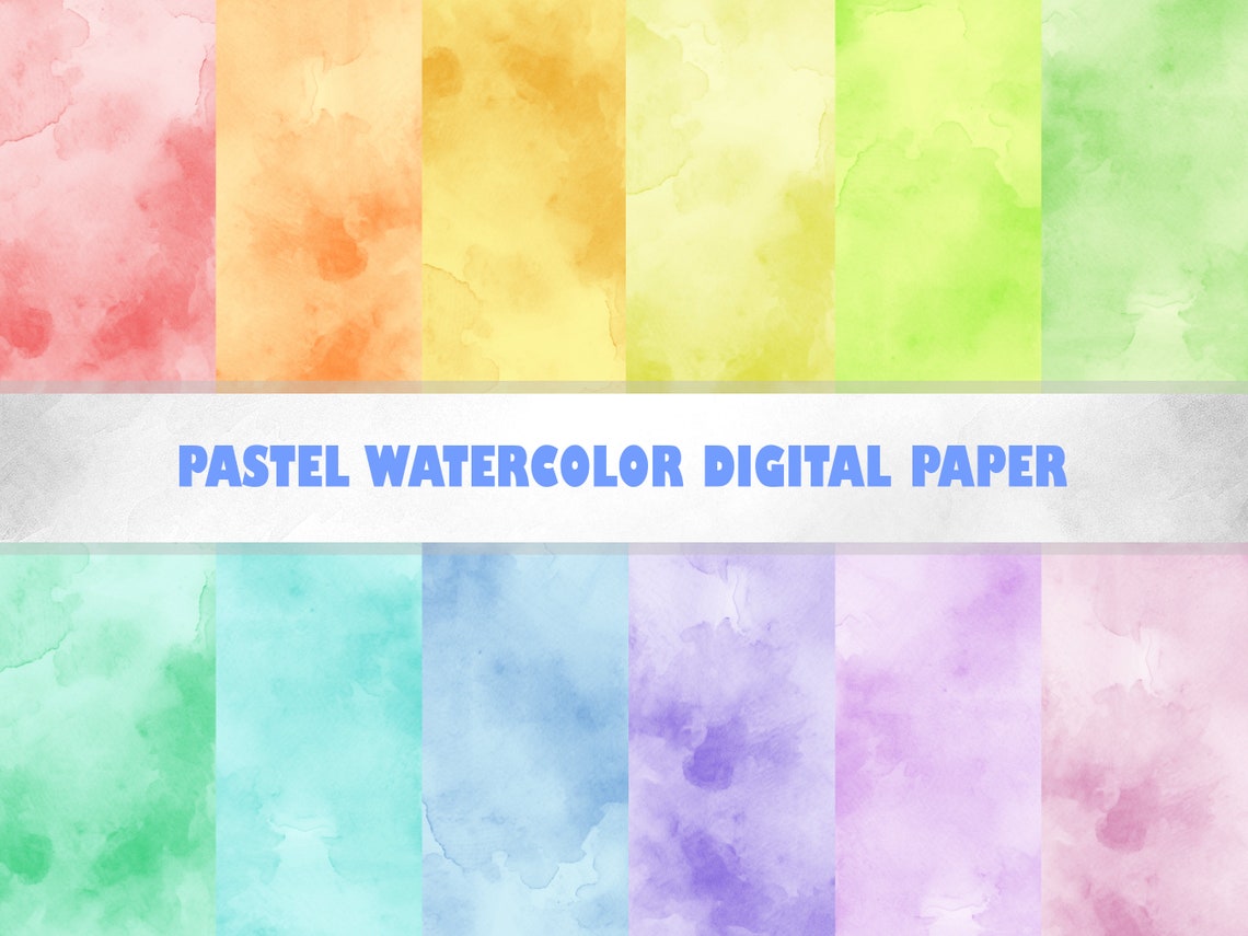 12 Pastel Watercolor Digital Paper Rainbow Pack Seamless Soft - Etsy