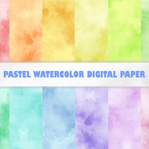 12 Pastel Watercolor Digital Paper Rainbow Pack Seamless Soft Tones ...