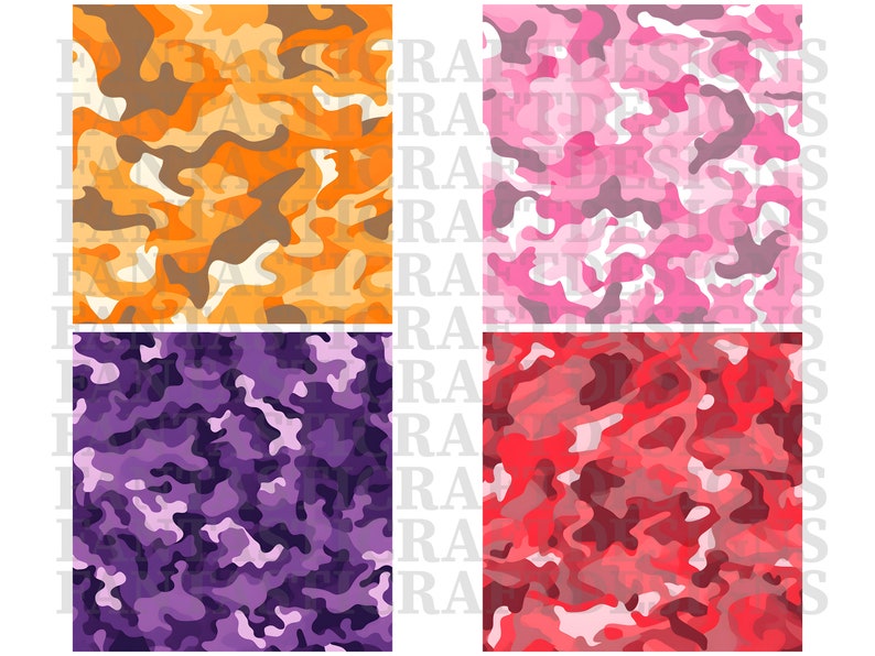 20 Camouflage Digital Paper Military Pack Seamless Different Patterns ...
