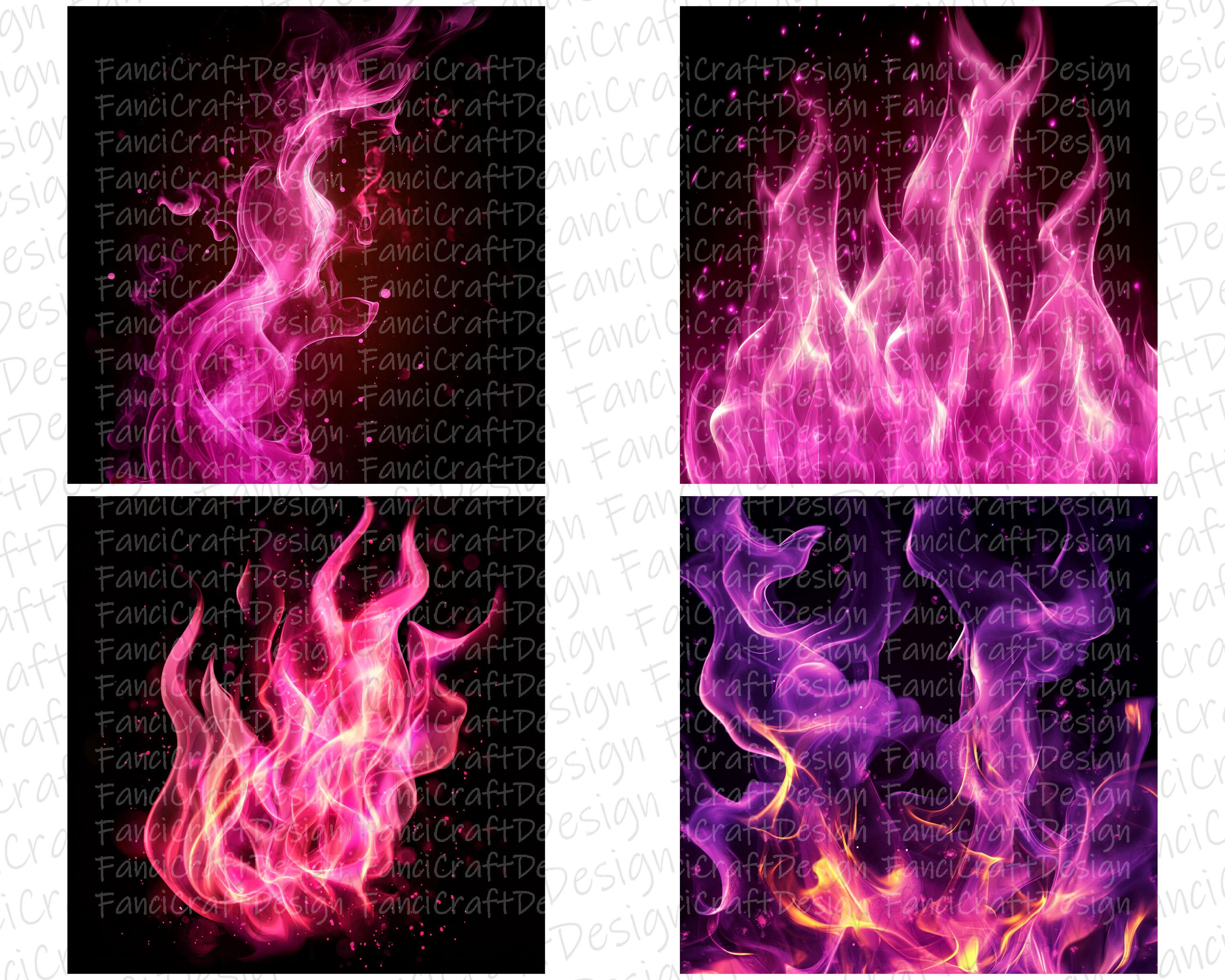 Neon Flames Rainbow Fire Digital Paper Texture 40 Pack Patterns ...