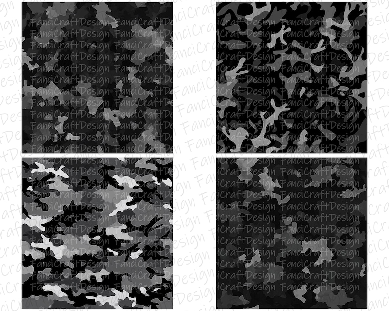 Camouflage Digital Paper Military 36 Pack Seamless Different Patterns ...