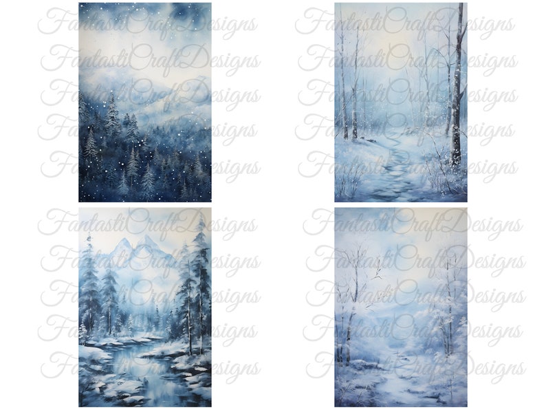 24 Winter Snowfall Backgrounds Digital Paper White Snow Pack Christmas ...