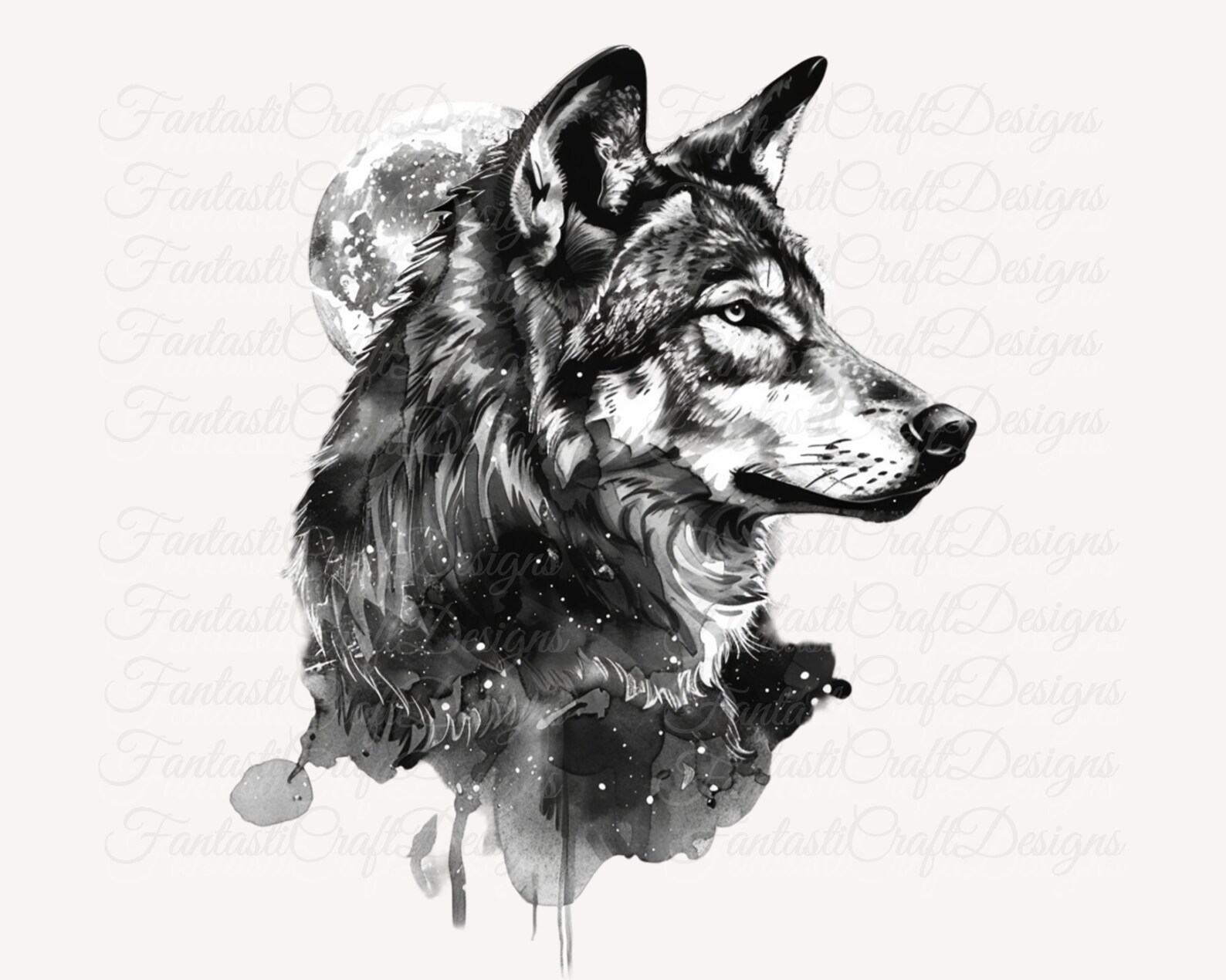 Wolf Forest Grayscale Animal Watercolor Clipart Wolves 12 Pack Art PNG ...