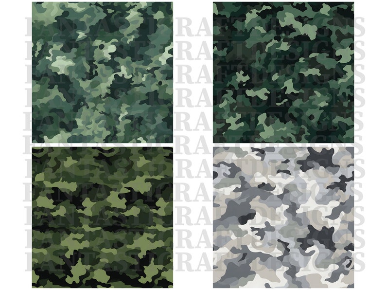 20 Camouflage Digital Paper Military Pack Seamless Different Patterns ...