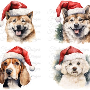30 Christmas Dog Cute Watercolor Clipart Pack PNG Digital Download 300 ...