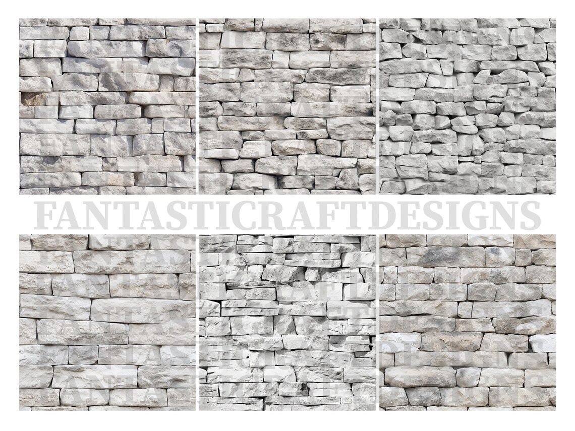 36 White Stone Wall Digital Paper Texture Pack Seamless Different ...