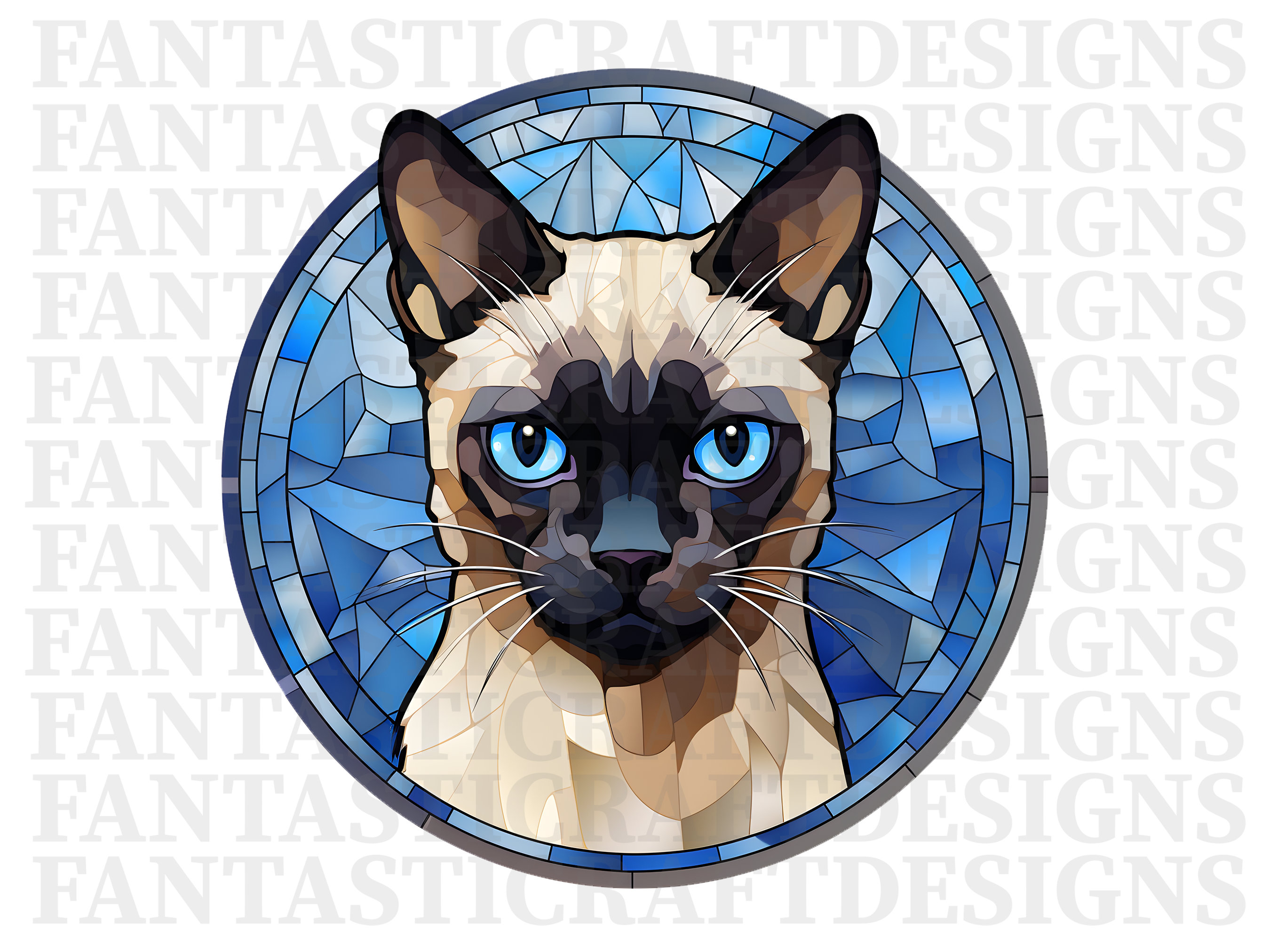 100 Stained Glass Cat Pack 2 Transparent Circle PNG Digital Download ...