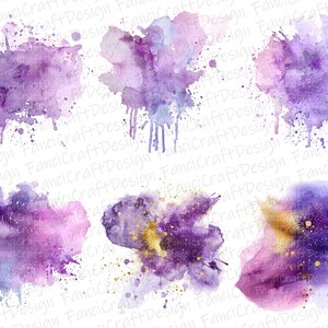 59 Purple Paint Splatter Splash Watercolor Clipart Paint Pack PNG ...