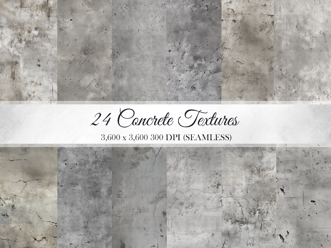 24 Concrete Digital Paper Texture Pack Seamless Different Patterns ...