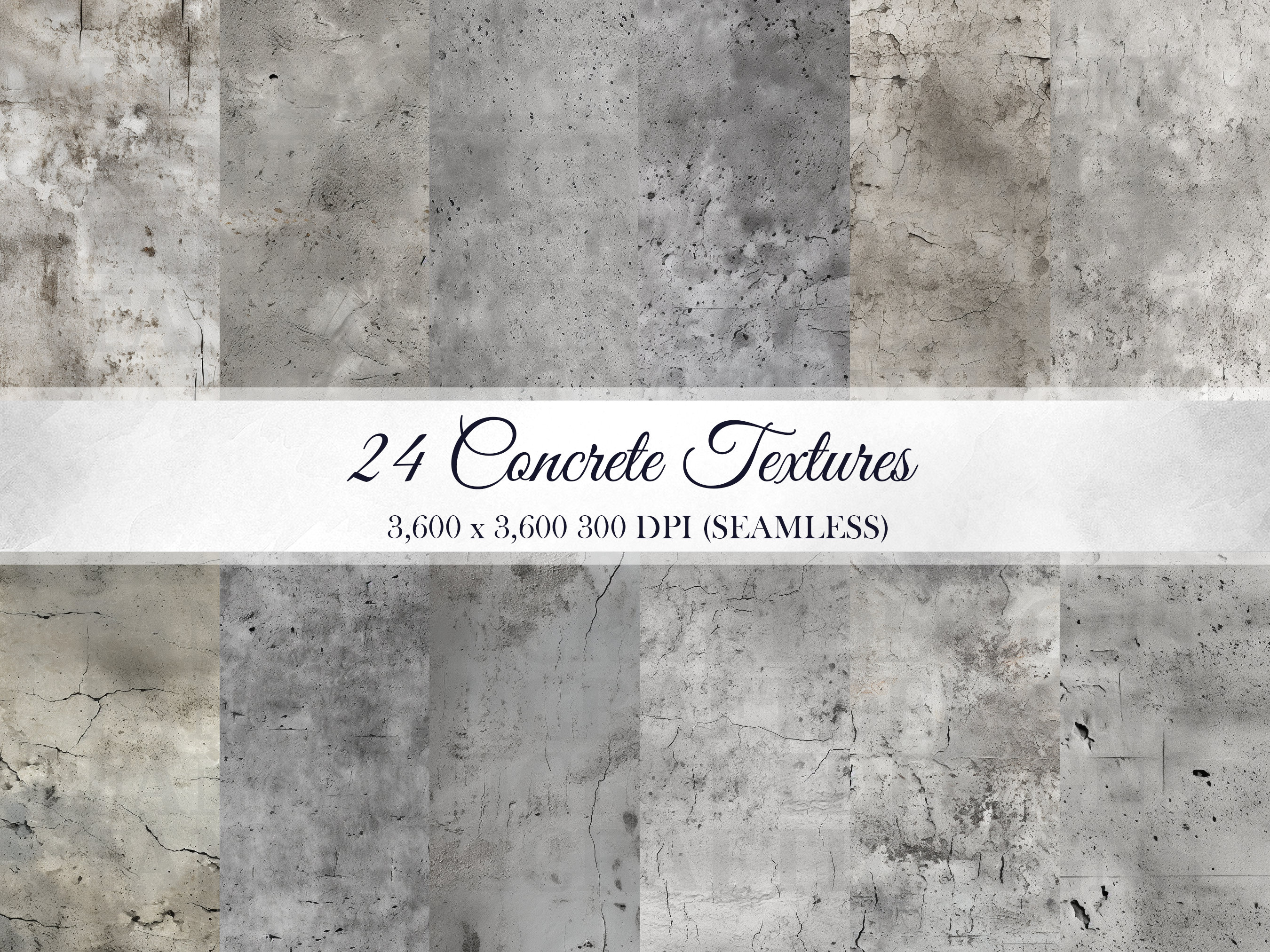 24 Concrete Digital Paper Texture Pack Seamless Different Patterns ...