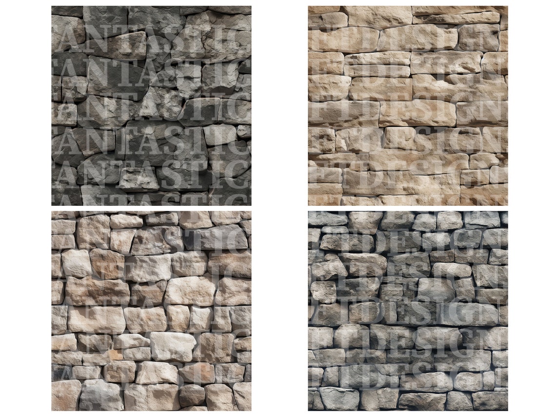 25 Stone Wall Digital Paper Pack Seamless Cobblestone Rustic Brick ...