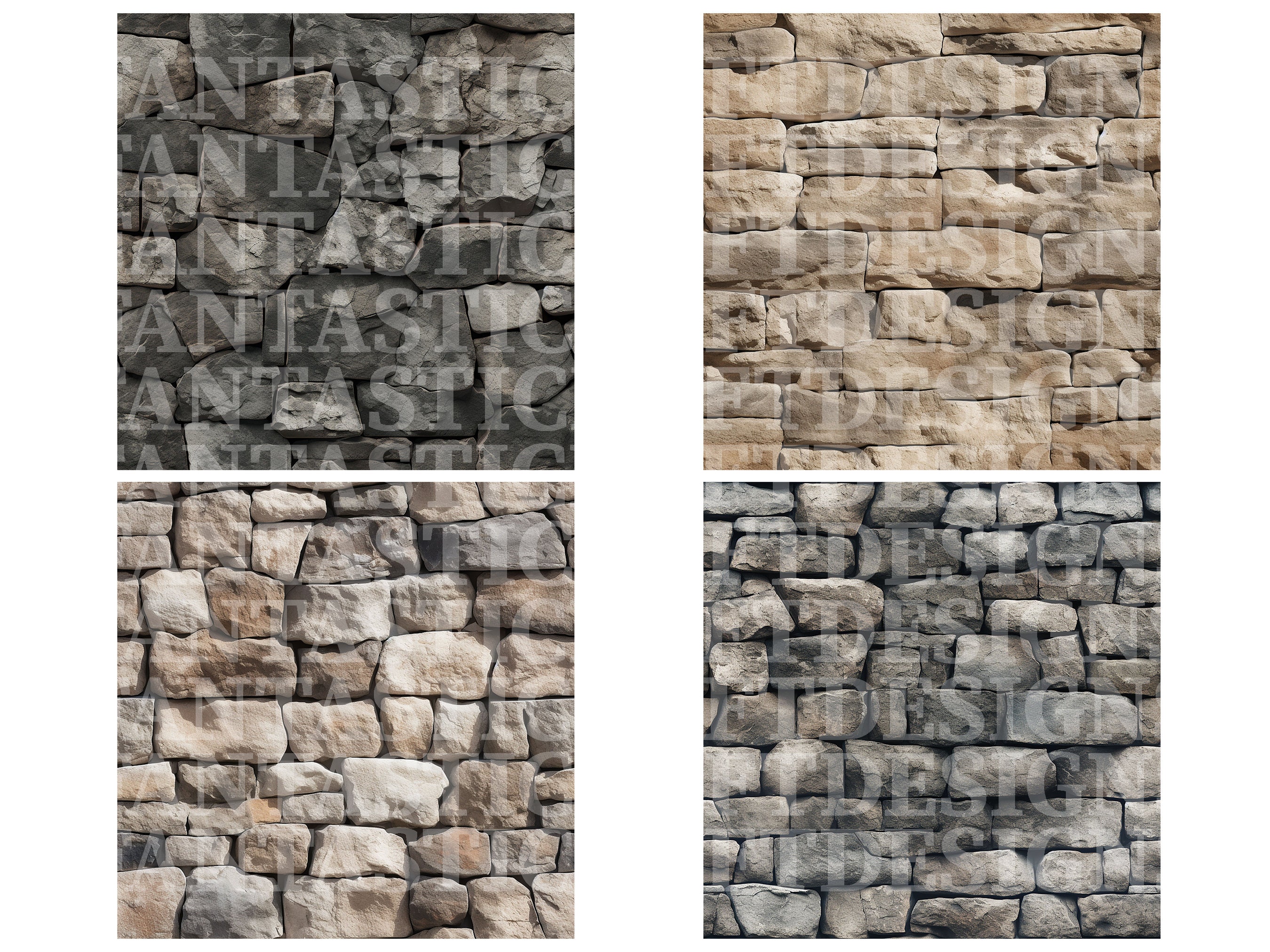 25 Stone Wall Digital Paper Pack Seamless Cobblestone Rustic Brick ...