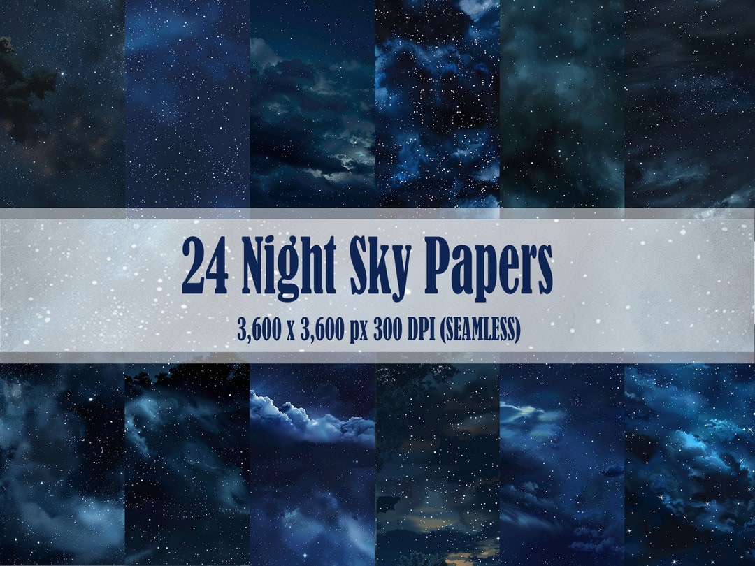 Night Sky 24 SEAMLESS Digital Paper Galaxy Stars Nebula Space Texture ...