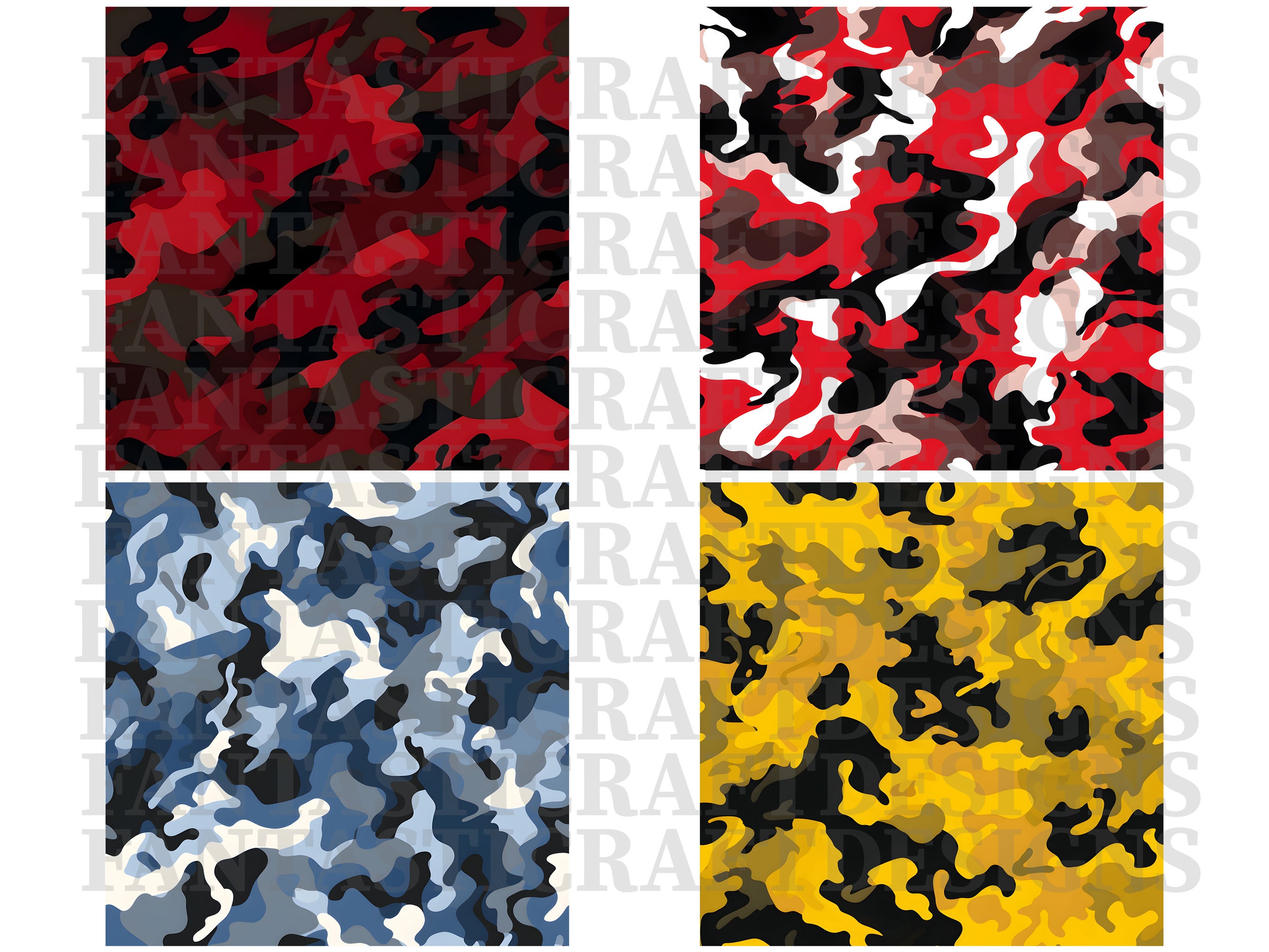 20 Camouflage Digital Paper Military Pack Seamless Different Patterns ...