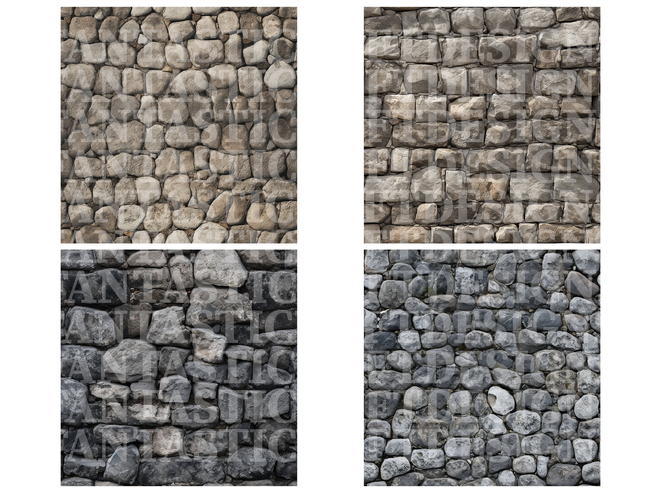 25 Stone Wall Digital Paper Pack Seamless Cobblestone Rustic Brick ...