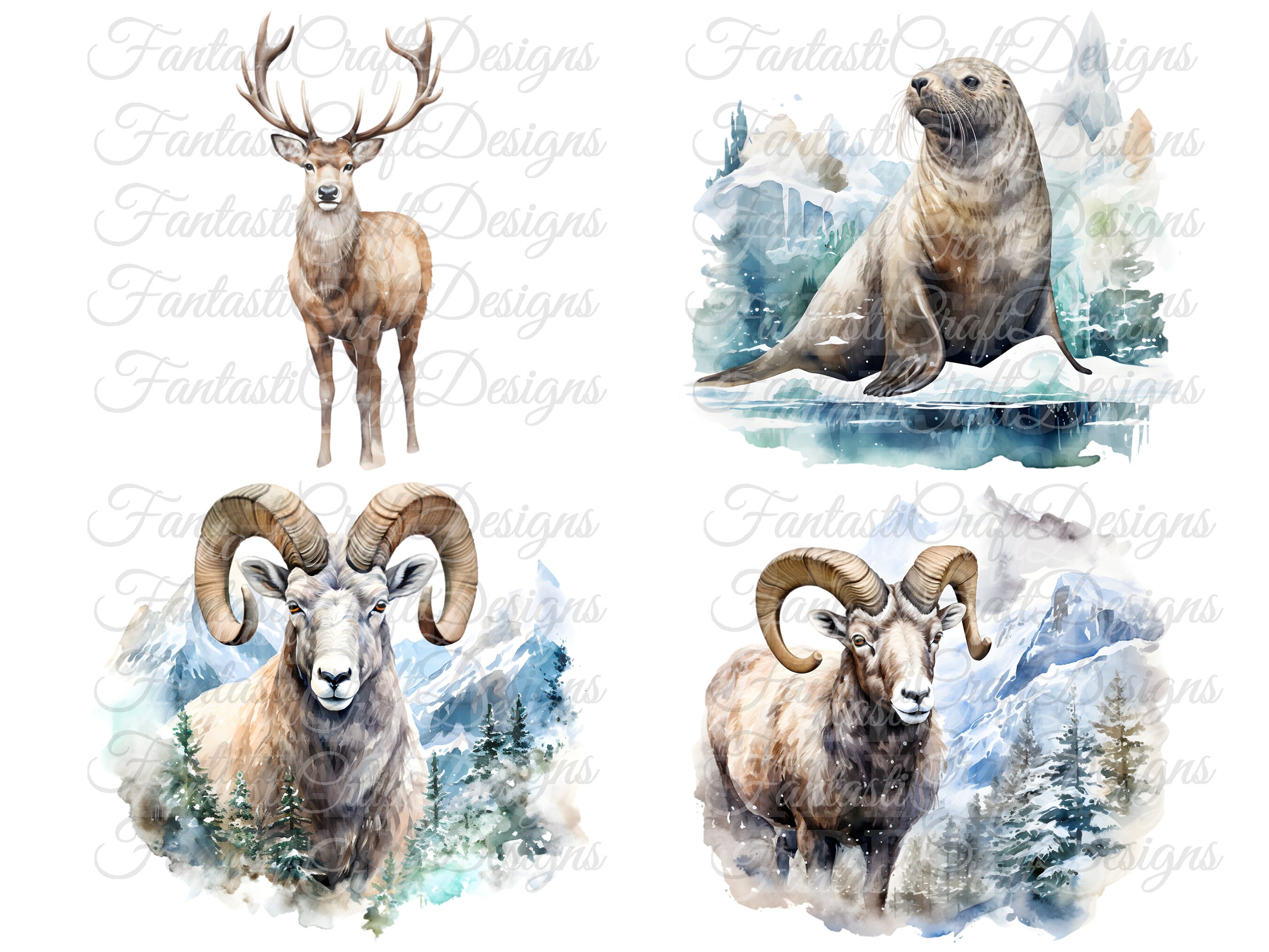 36 Winter Animals Clipart Pack Christmas Snow PNG Digital Download 300 ...