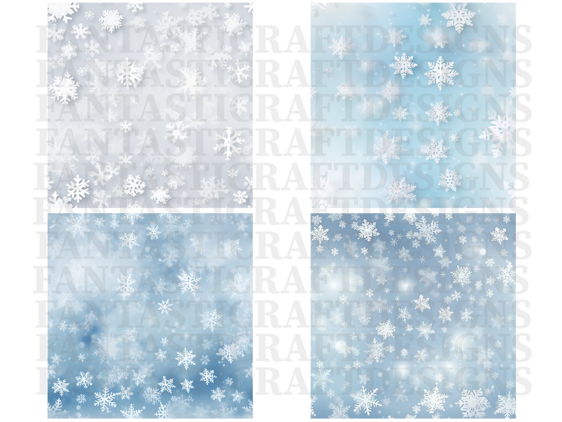 20 Winter Snowflake Digital Paper White Snow Pack Seamless Christmas ...