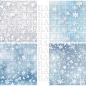 20 Winter Snowflake Digital Paper White Snow Pack Seamless Christmas ...