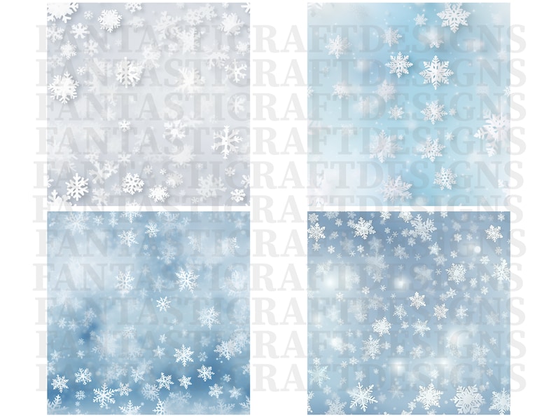 20 Winter Snowflake Digital Paper White Snow Pack Seamless Christmas ...