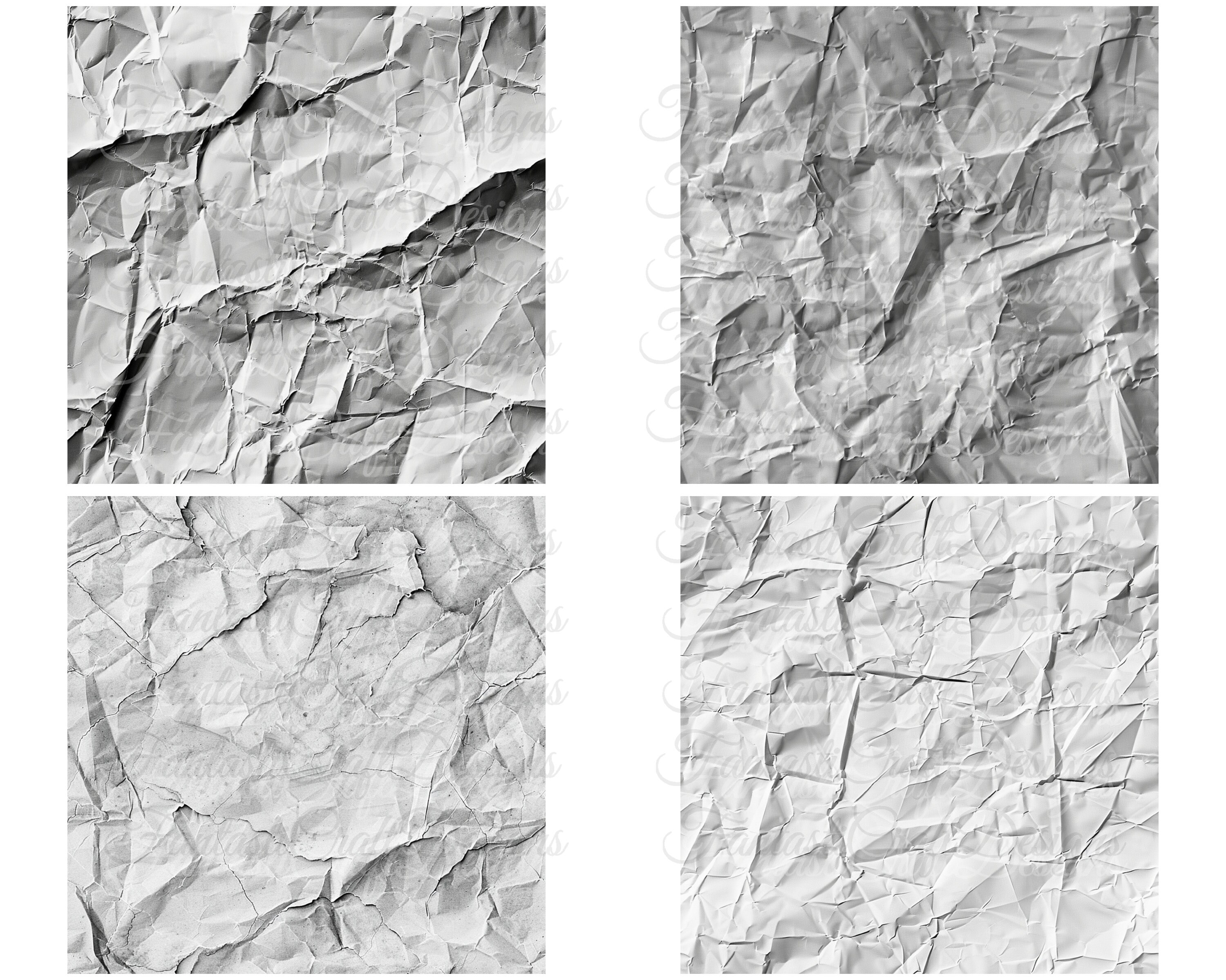 White Wrinkled Old Paper Digital Paper Texture 22 Pack Seamless ...