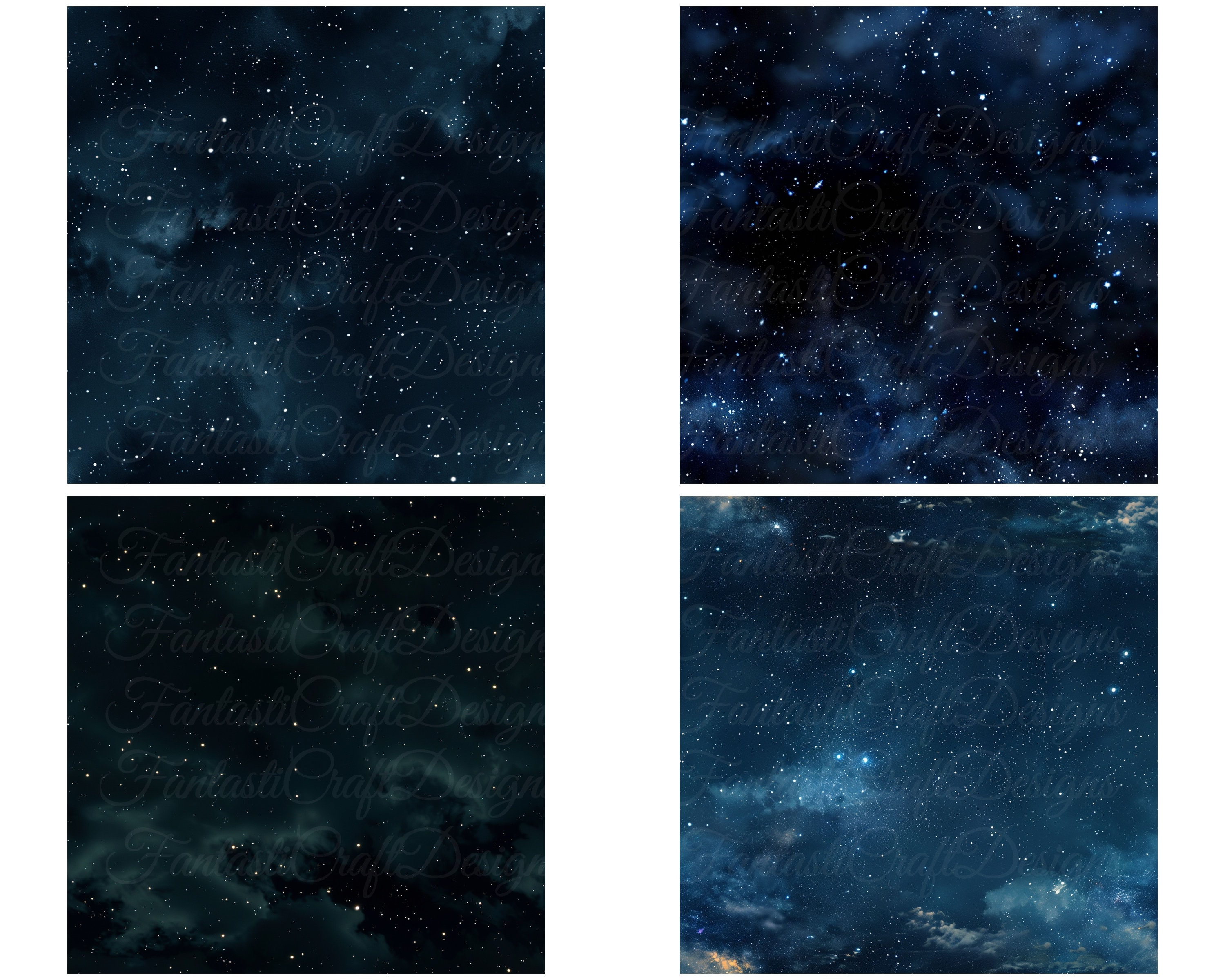 Night Sky 24 SEAMLESS Digital Paper Galaxy Stars Nebula Space Texture ...