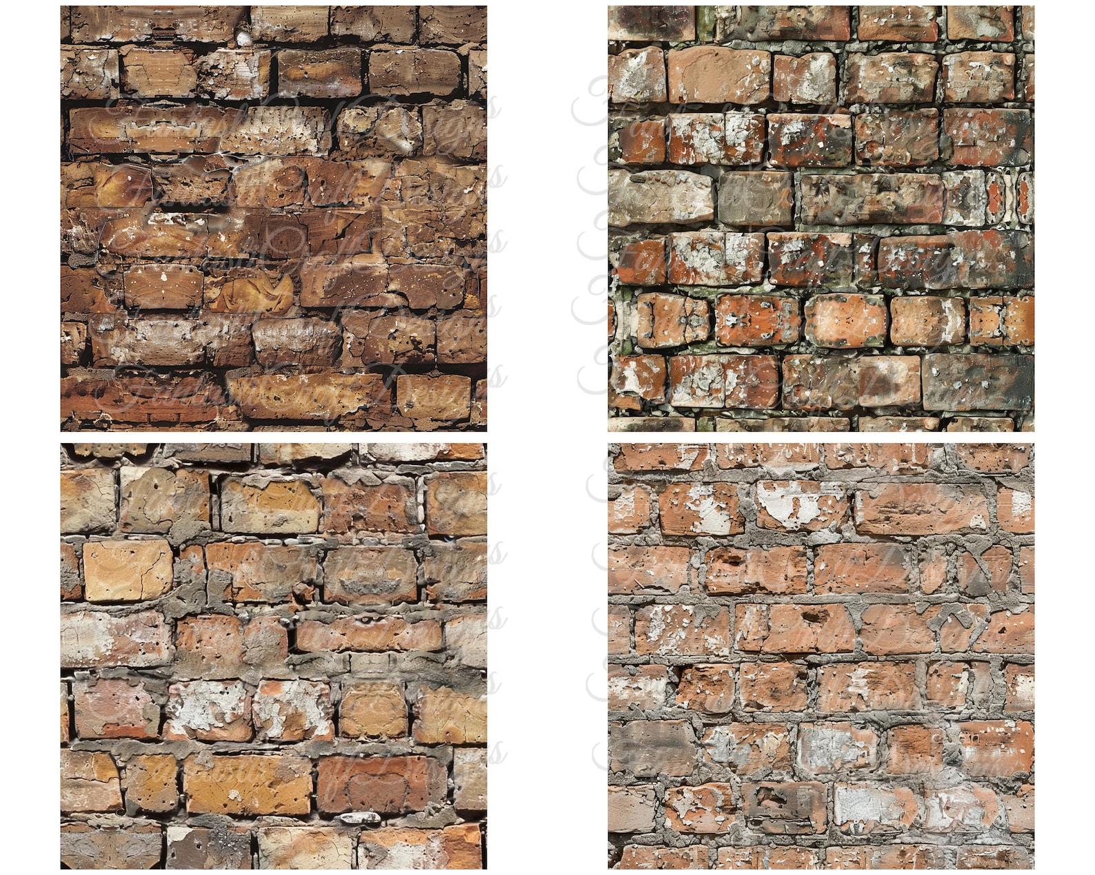 Old Brick Wall Digital Paper Texture 16 Pack Seamless Different ...