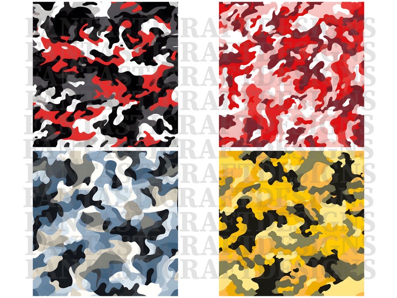 20 Camouflage Digital Paper Military Pack Seamless Different Patterns ...