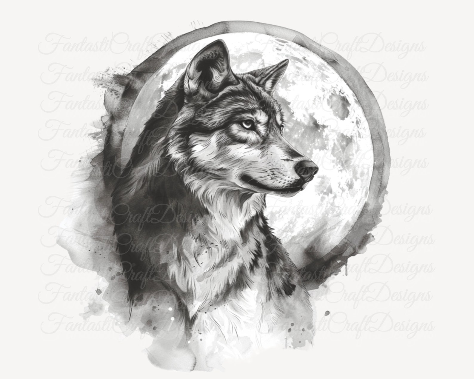 Wolf Forest Grayscale Animal Watercolor Clipart Wolves 12 Pack Art PNG ...