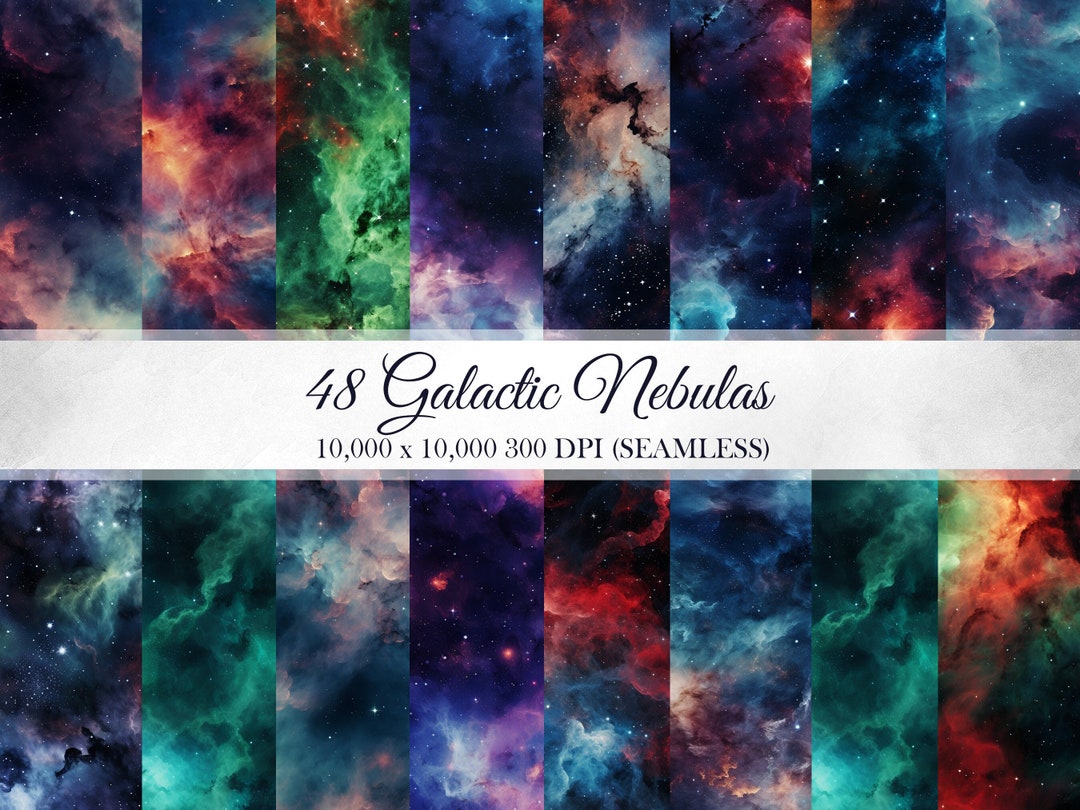 48 Galactic Nebula Digital Paper Pack Seamless Starry Sky Space ...