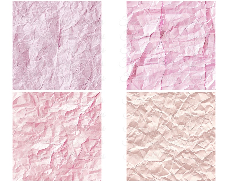 Pink Wrinkled Paper Digital Paper Texture 16 Pack Seamless Different ...